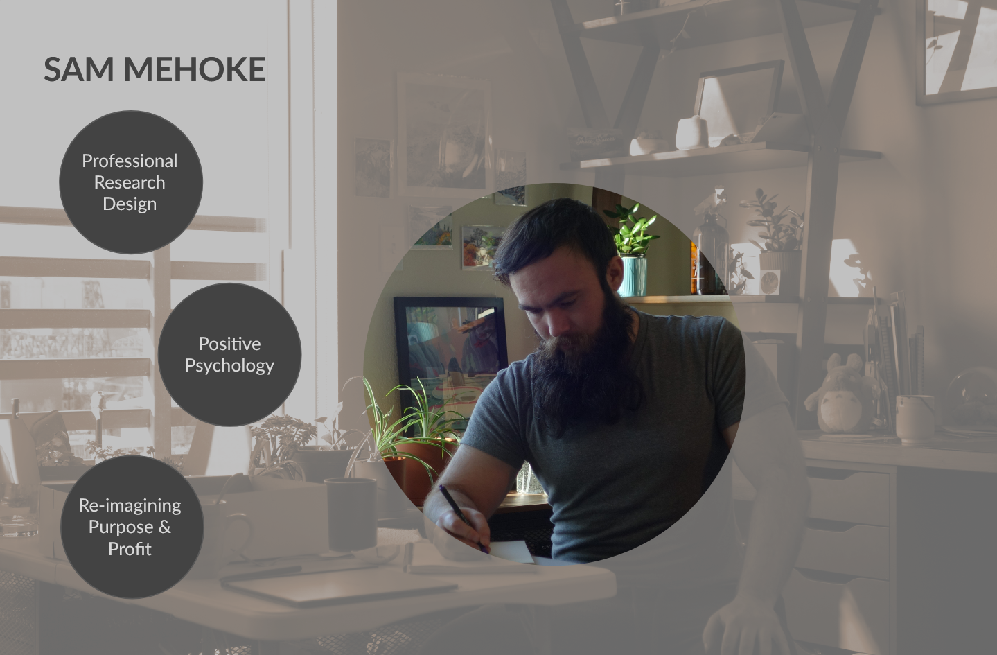 SAM MEHOKE – Positive psychology / Evaluation / Research